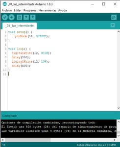 LUZ INTERMITENTE – Arduino