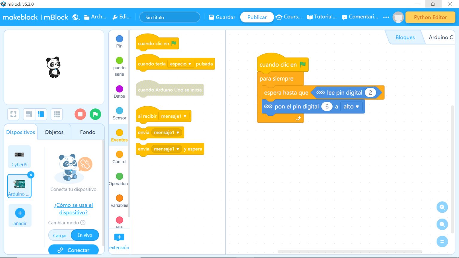 ENCENDER Y APAGAR CON UN PULSADOR – Arduino